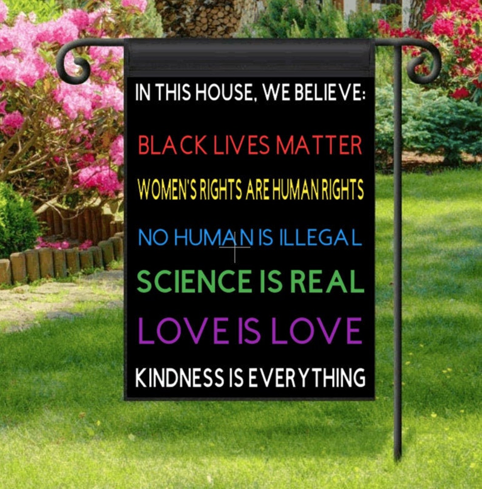 In This House We Believe Garden Flag. Red Orange Yellow - Etsy