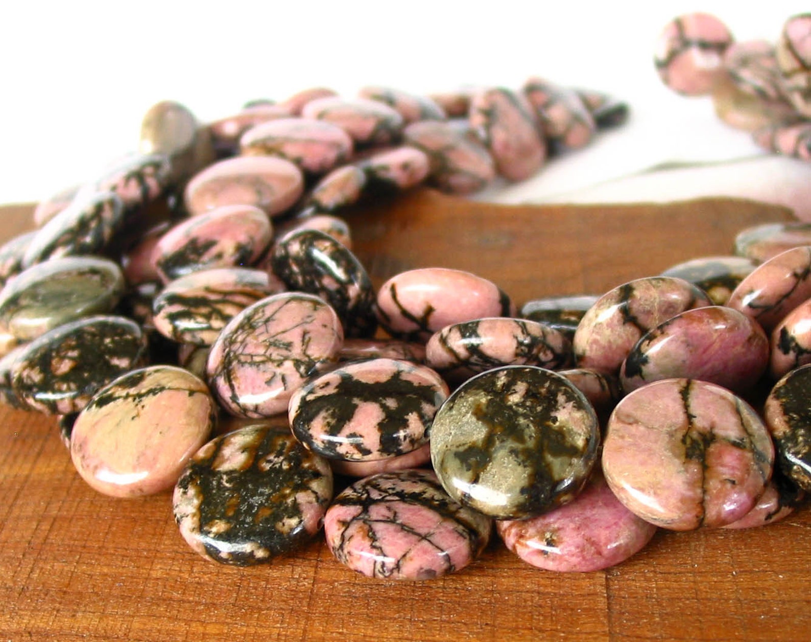 15 20mm Sodalite / Red Jasper Flat Puffed Coin Gemstone | Etsy