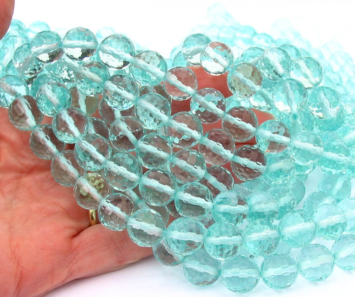 15 6mm 8mm 10mm 12mm Blue Ice Aqua Quartz Faceted Round - Etsy