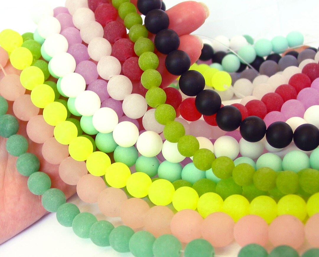 15" 4mm 6mm 8mm 10mm 12mm Frosted JADE Round Beads Matte Etched ...