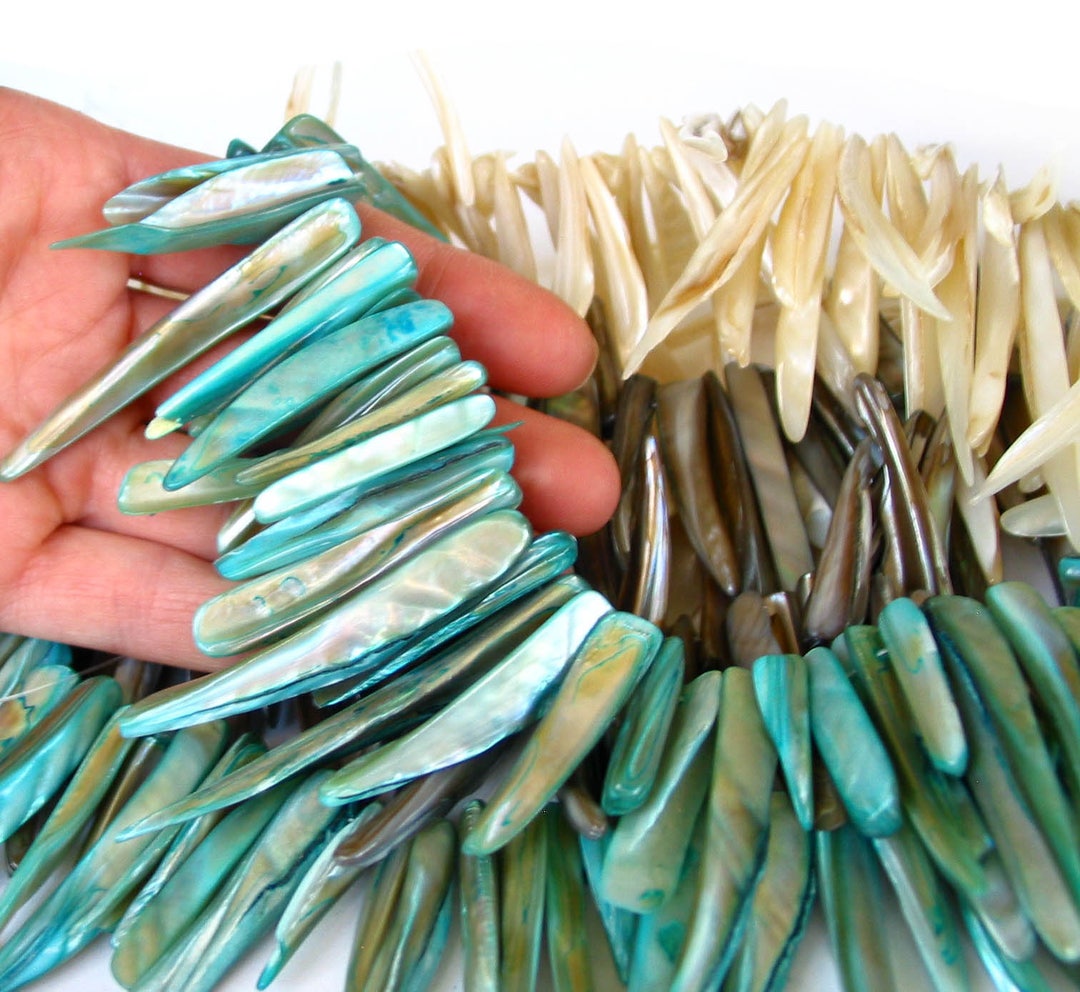 7" 25mm 45mm LONG Shell Spike Point Dagger Tooth Beads - Cream White ...