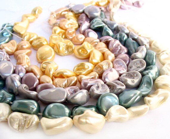 15 PICK COLOR Metallic Coated Pearl Shell 15mm 20mm - Etsy