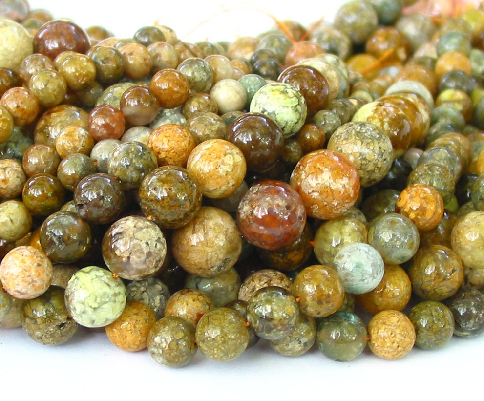 15" 6mm 8mm 10mm 12mm Snakeskin Agate PLAIN / FACETED Round Beads ...