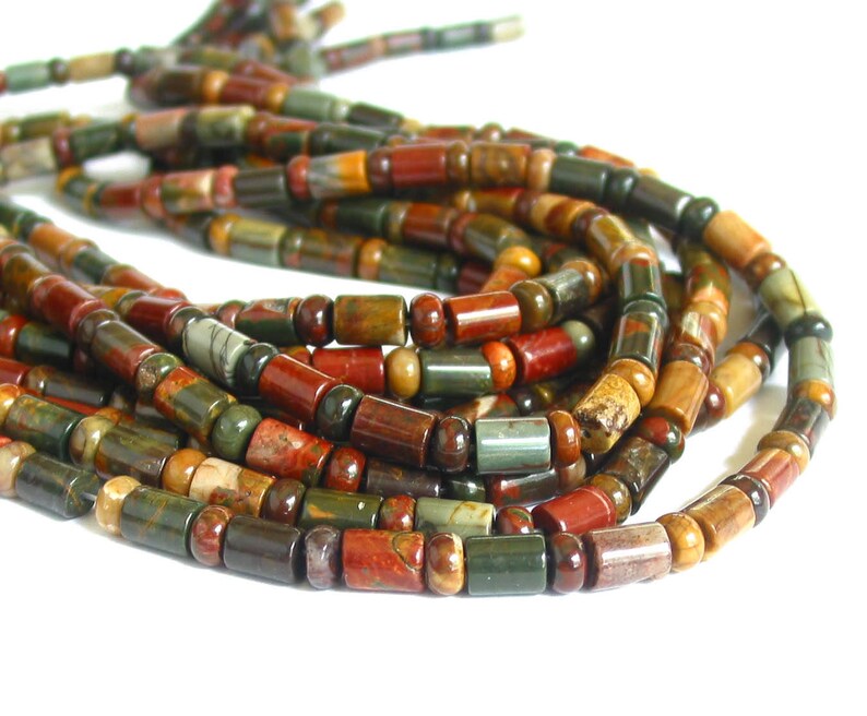 15 8mm 12mm Terra Jasper Tube Column Gemstone Beads | Etsy