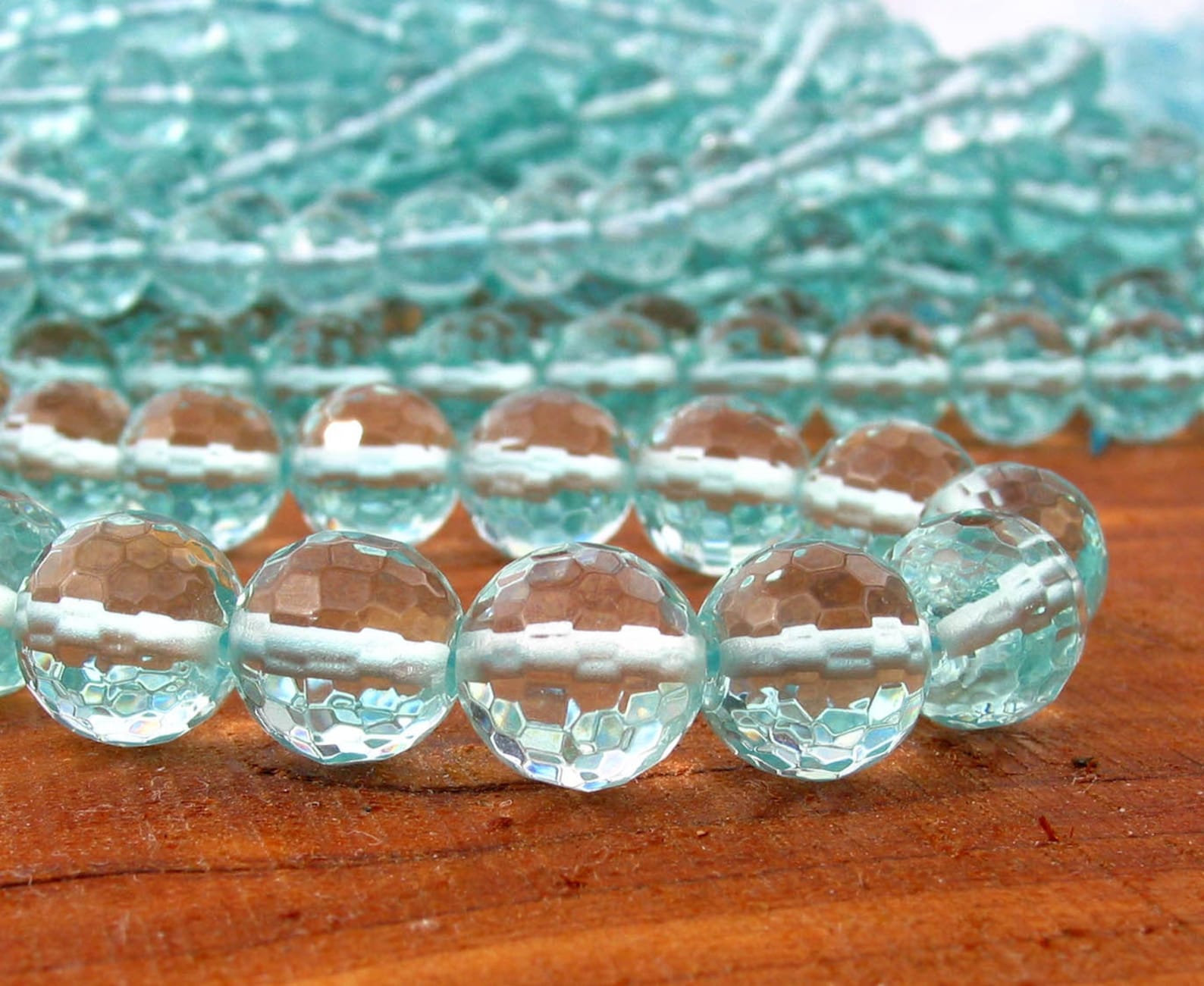 15 6mm 8mm 10mm 12mm Blue Ice Aqua Quartz Faceted Round - Etsy