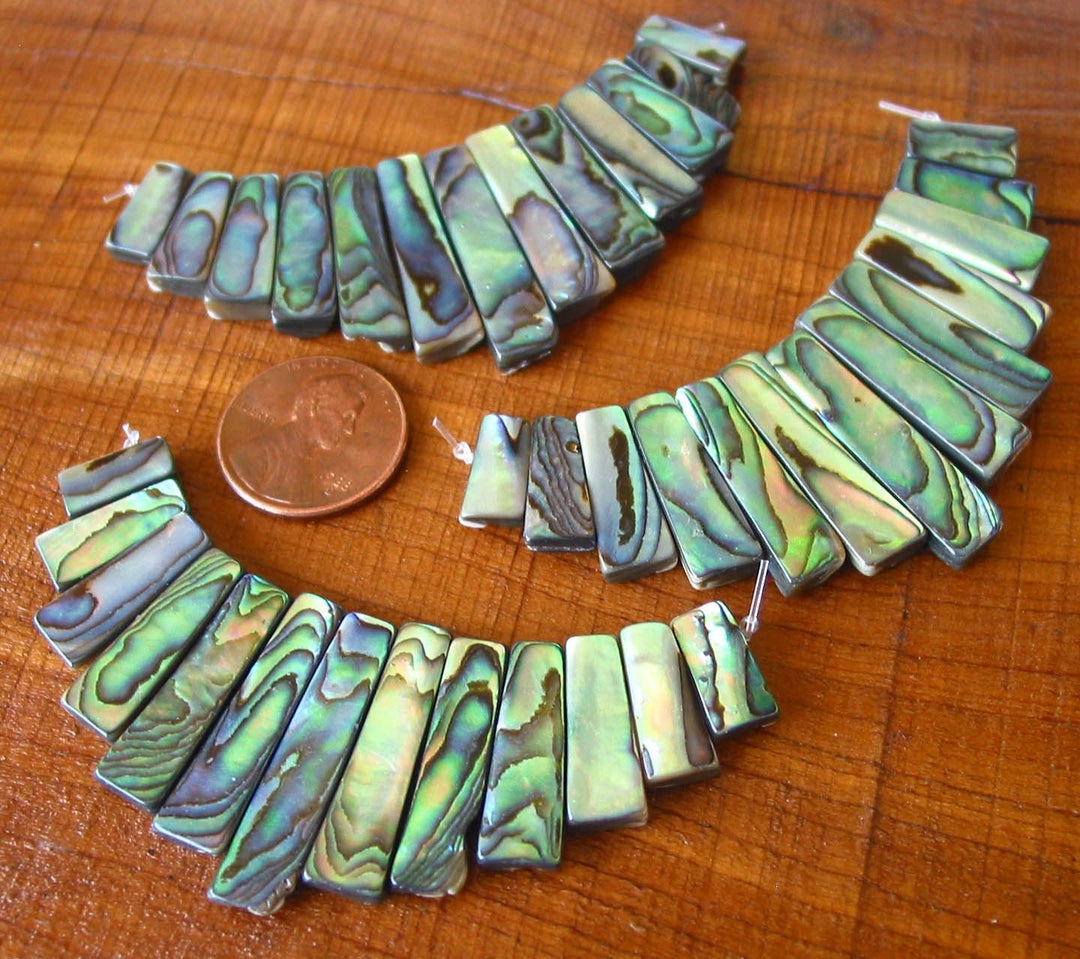 13pcs 11mm 29mm Abalone Shell Graduated Drop Stick Focal Pendant Set ...