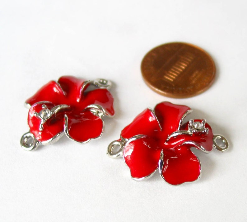 2 / 4 Pcs 20mm Flower Rhinestone Two Loops Enamel Connector - Etsy