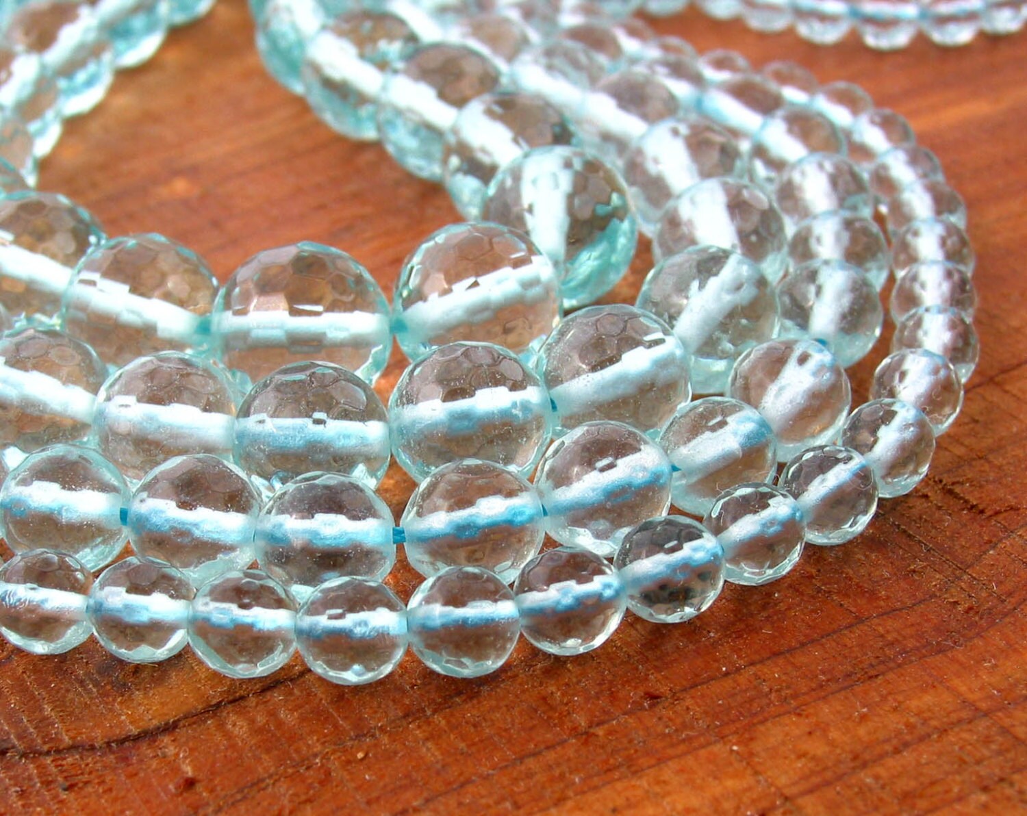 15 6mm 8mm 10mm 12mm Blue Ice Aqua Quartz Faceted Round - Etsy