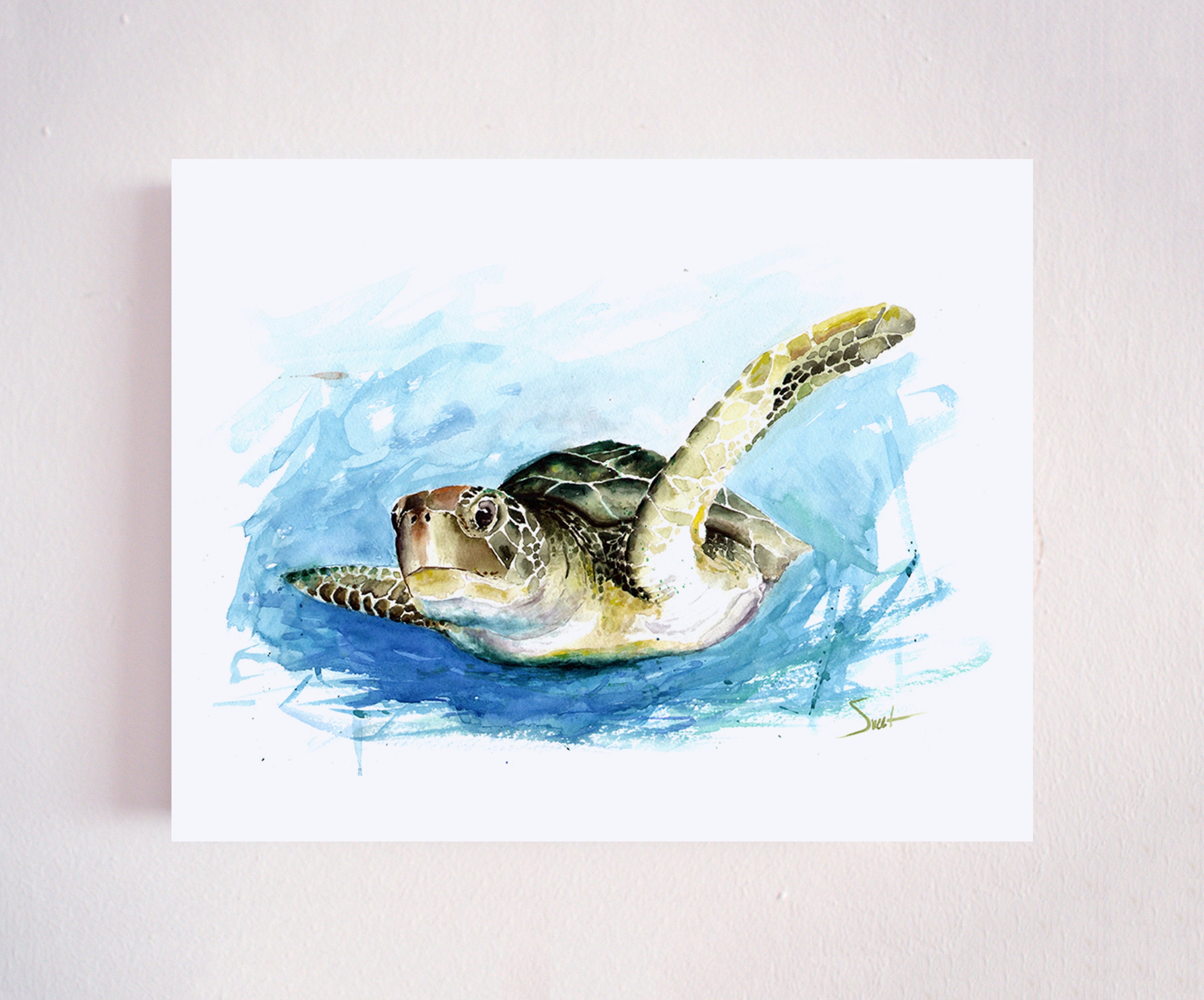 Green Turtle Painting