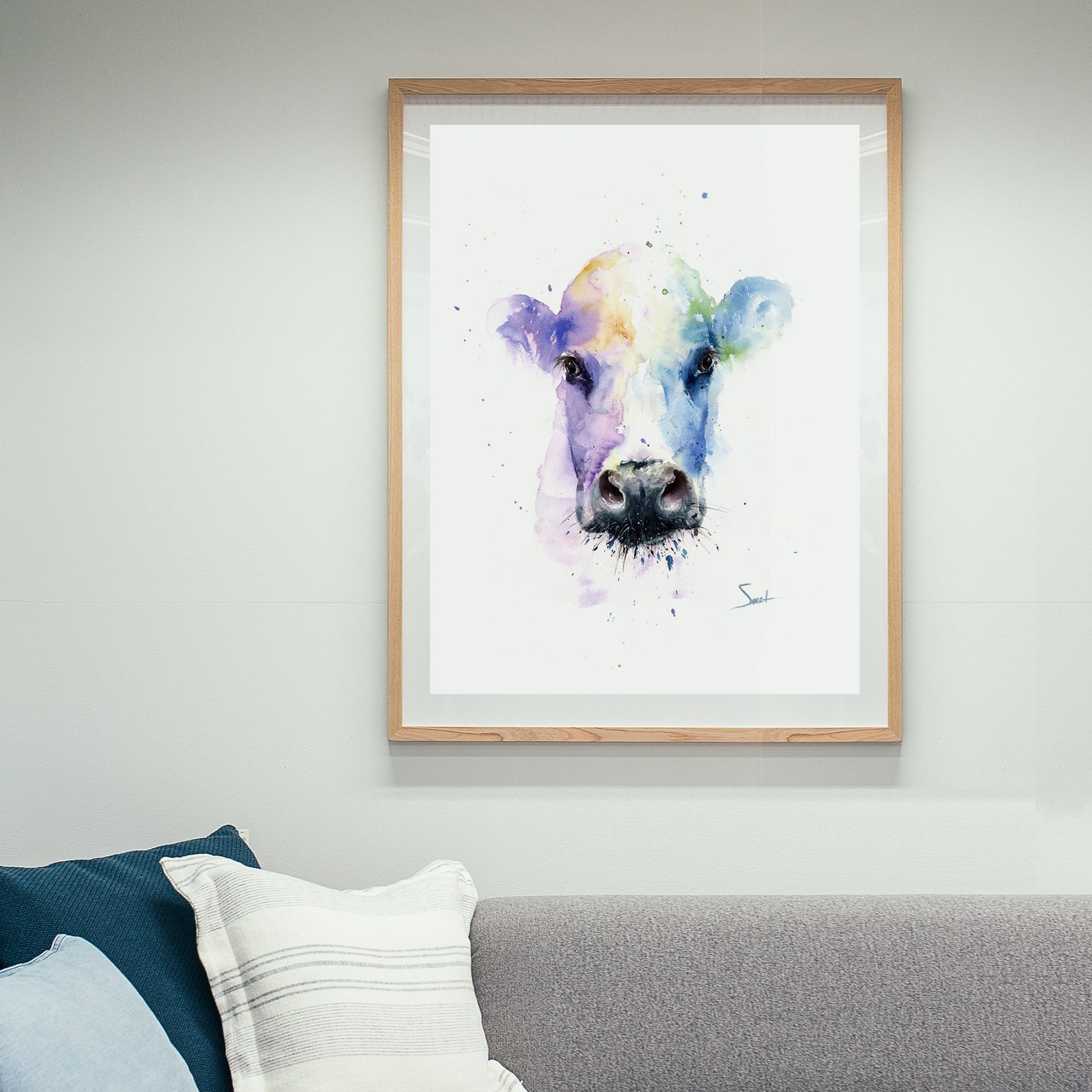 Cow Art Print Watercolor Painting Colorful Animal Decor by - Etsy