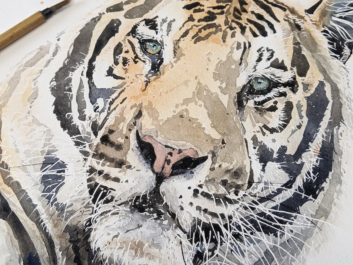 Tiger Watercolor Big Cat Painting Art Print by Eric Sweet - Etsy