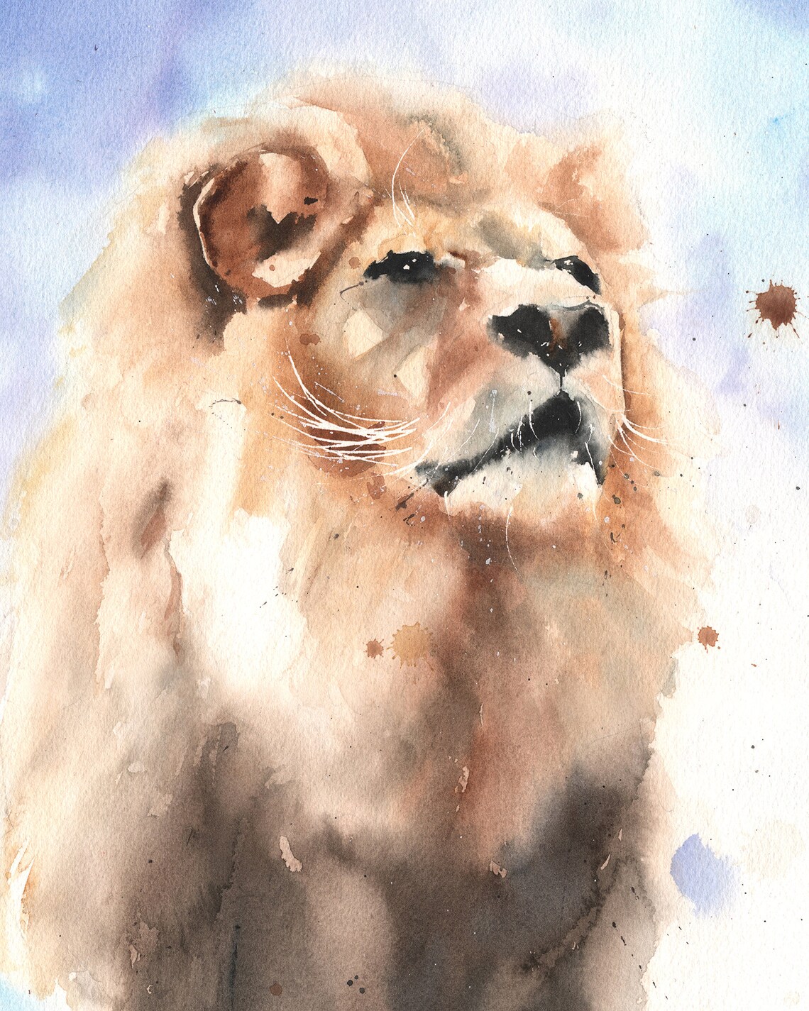 Lion Painting Watercolor Art Print by Eric Sweet - Etsy