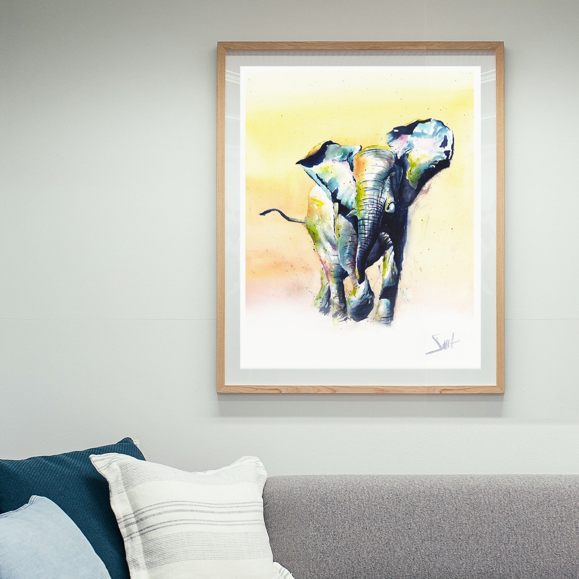 Colorful Watercolor Elephant Painting Art Print by Eric Sweet - Etsy