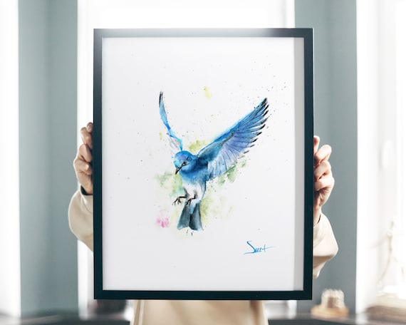 Flying Blue Bird Painting