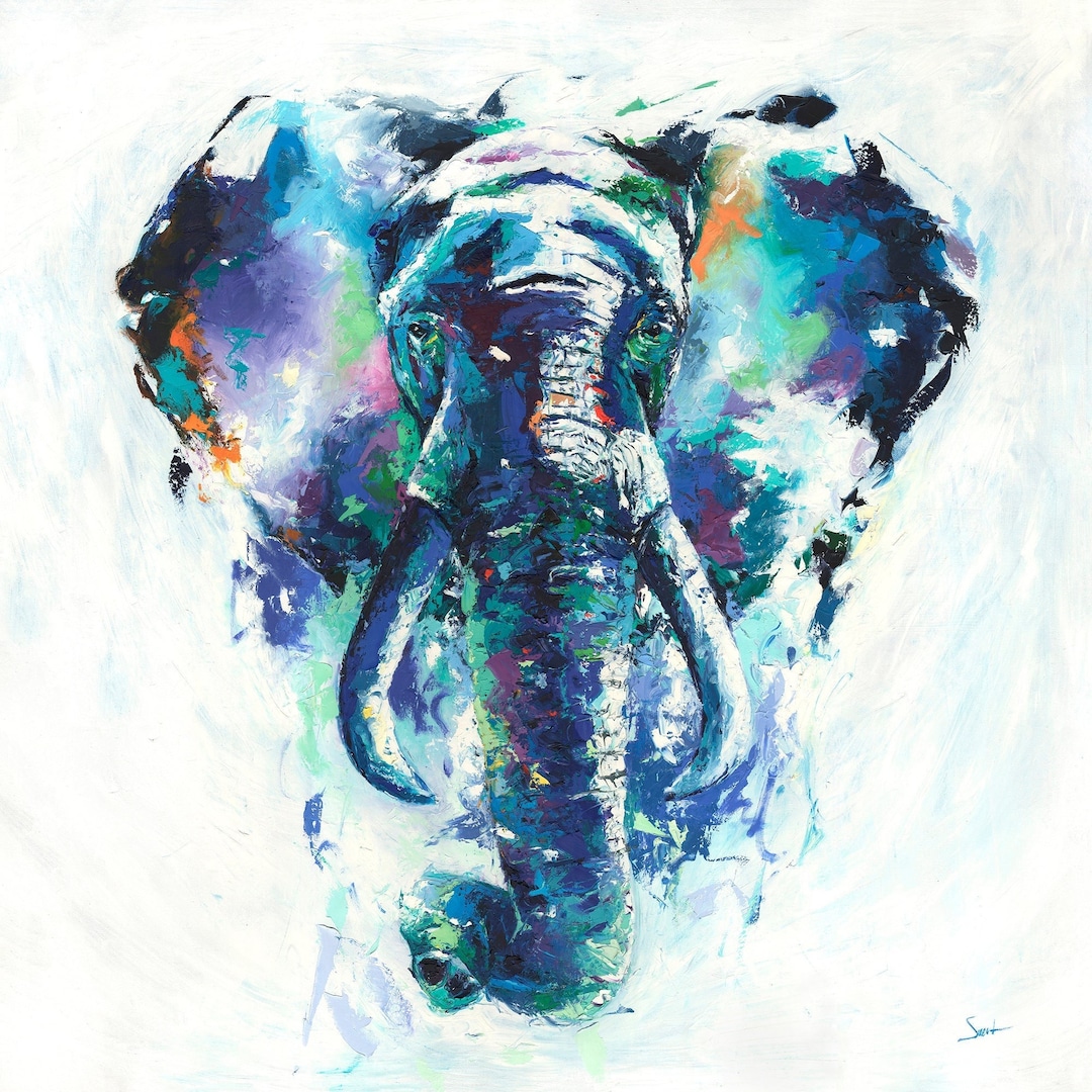 Elephant Print, Bold Elephant Painting, Expressive Animal Art Print ...