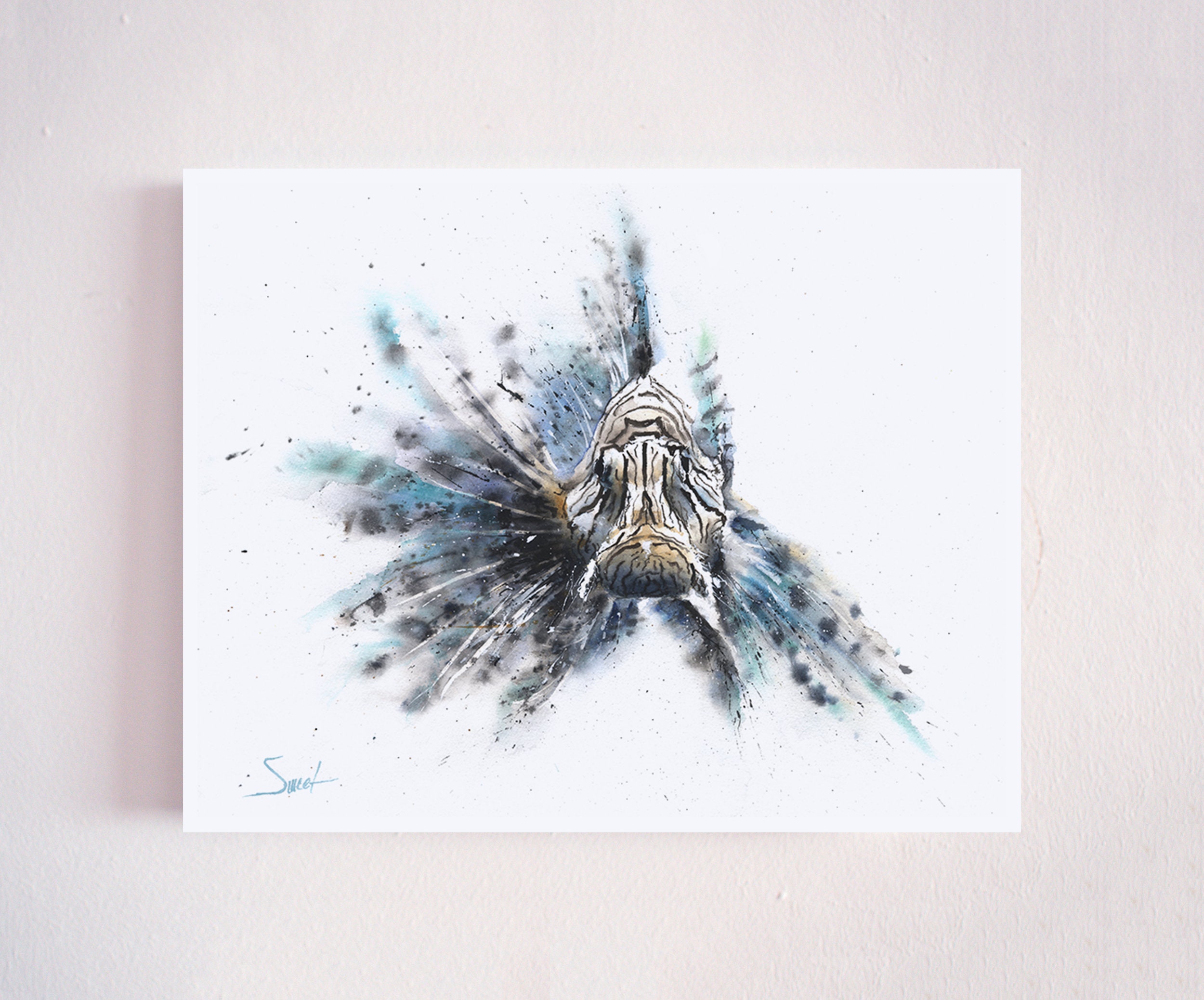 Watercolor Lionfish Print - Marine Life Wall Art, Fish Painting - Etsy