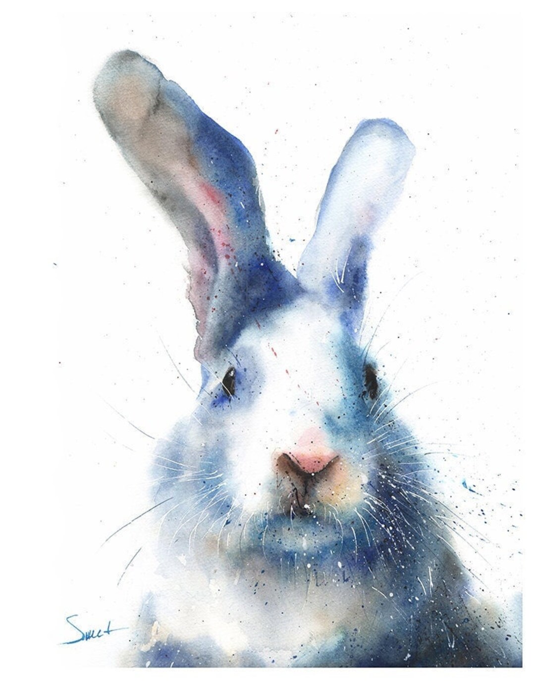 Watercolor Rabbit Print - Watercolor Bunny Art, Woodland Animal ...