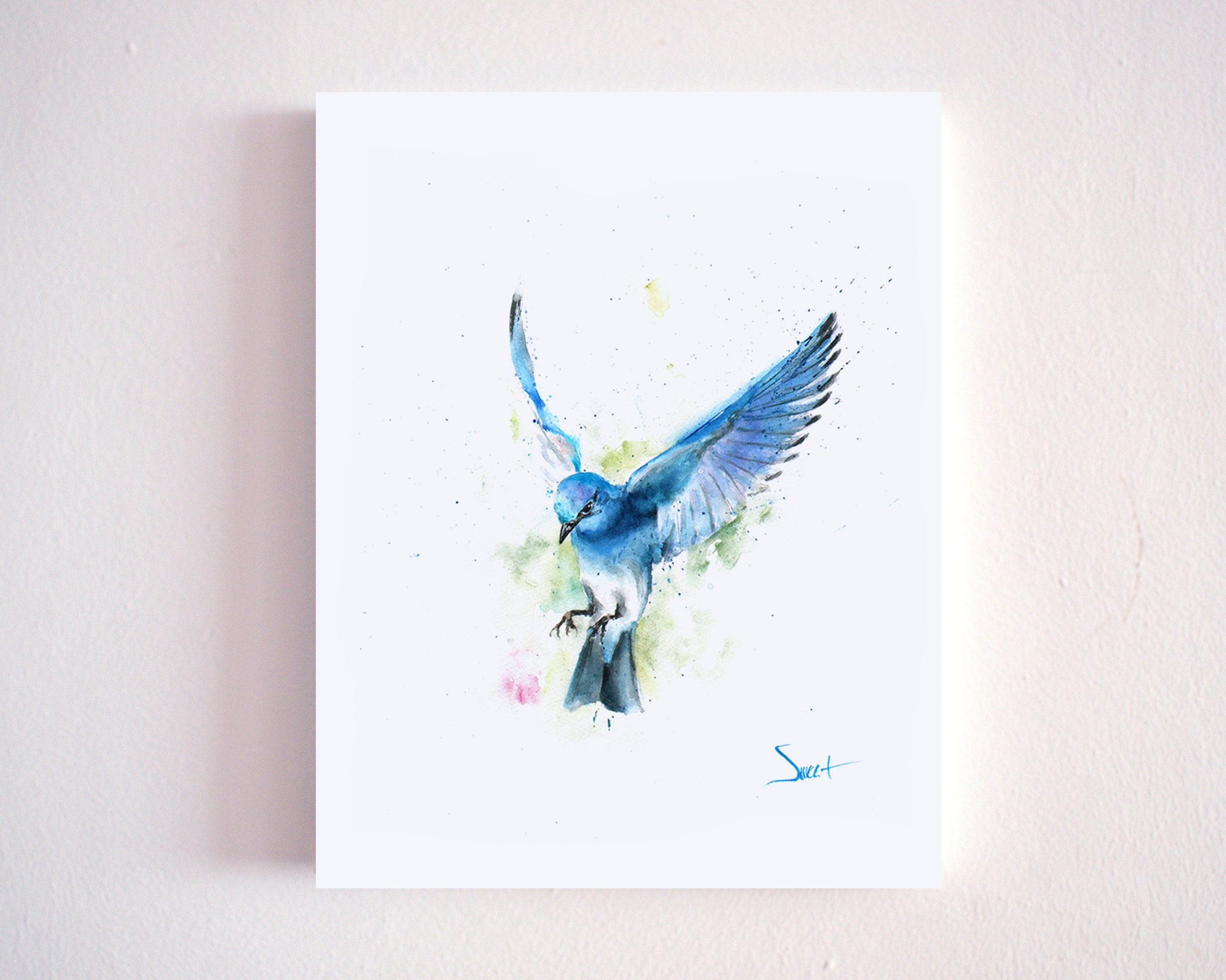 Abstract Blue Bird Painting
