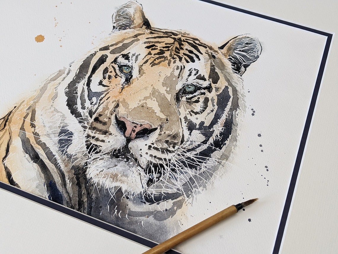 Tiger Watercolor Big Cat Painting Art Print by Eric Sweet - Etsy