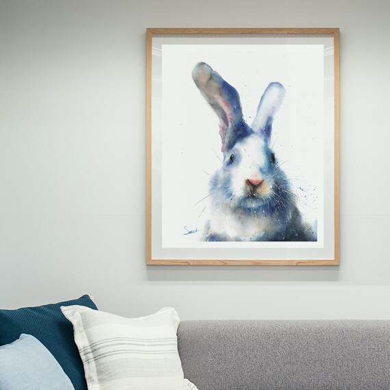 Watercolor Art & Collectibles Snow Bunny Portrait Original Watercolor ...