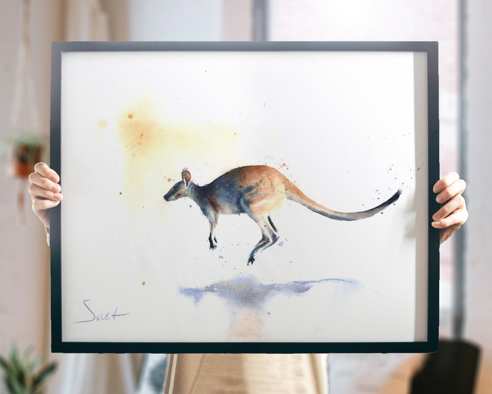 Kangaroo Wallaby Watercolor Painting Art Print by Eric Sweet - Etsy