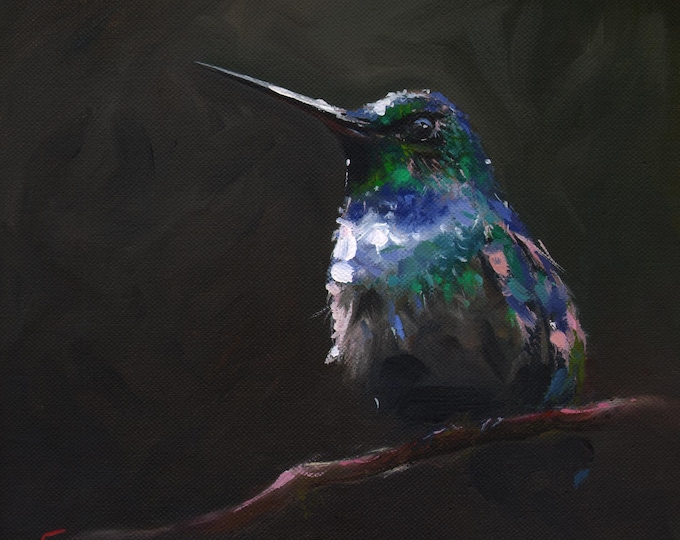 Green Hummingbird Art Print - Realistic Bird Oil Painting - Etsy Canada