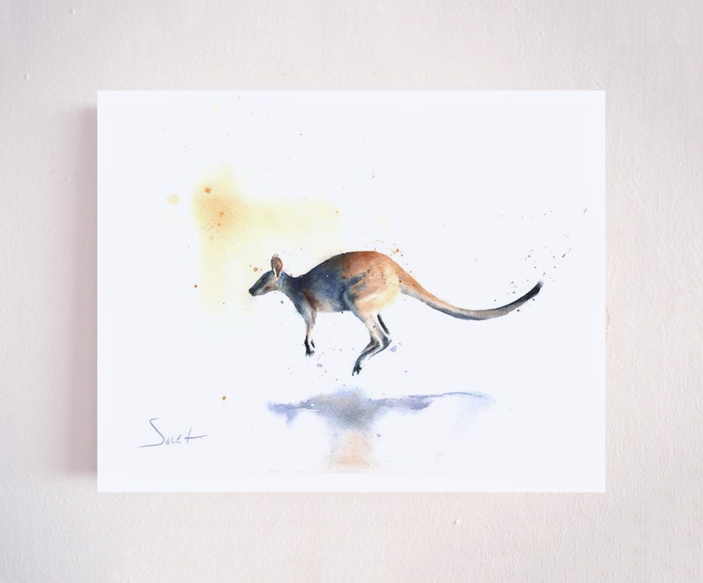 Kangaroo Wallaby Watercolor Painting Art Print by Eric Sweet - Etsy