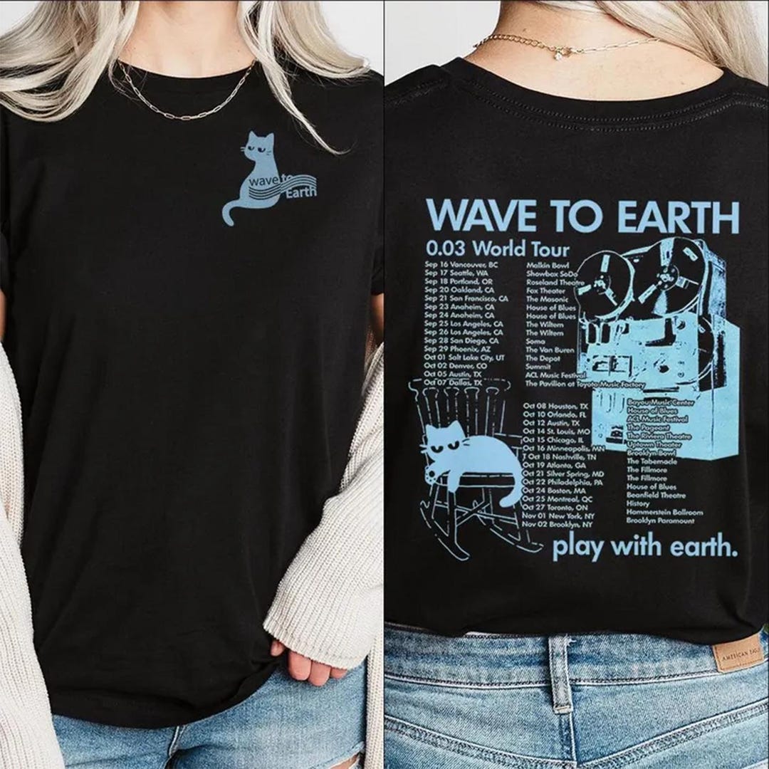 Wave to Earth Cat Shirt Wave to Earth 0.03 World Tour Shirt Black ...