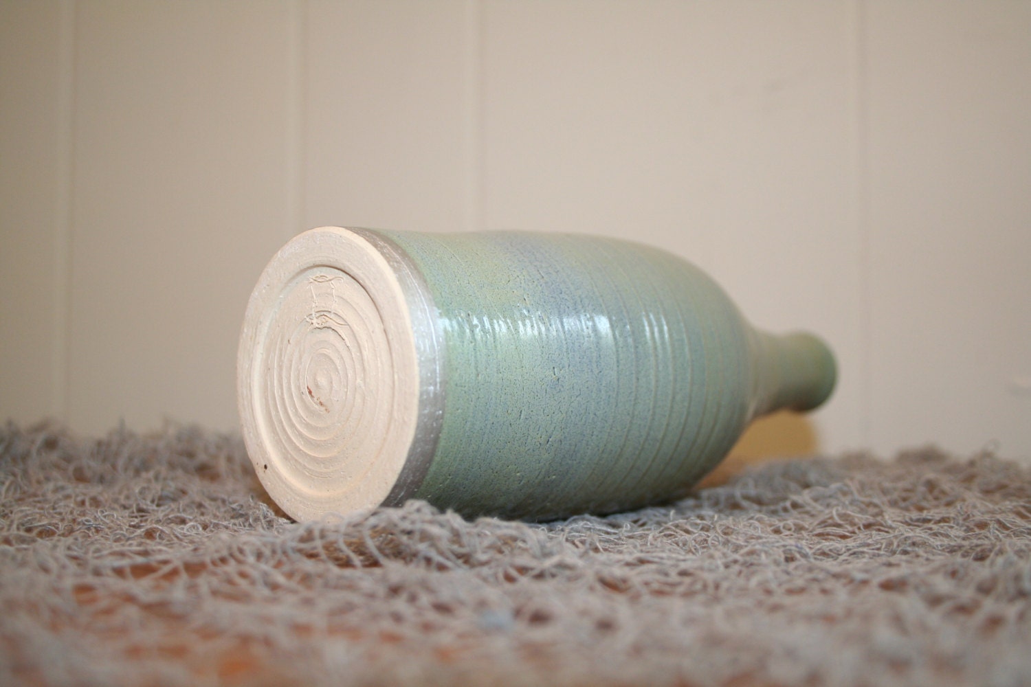 Pottery Bottle With Grooved Texture and Frosted Turquoise Glaze - Etsy
