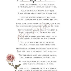 Loss of Mother Poem - A Letter From Heaven - Sympathy Gift - Whispers From Heaven - Etsy
