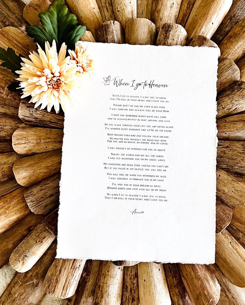 Loss of Mother Poem A Letter From Heaven Sympathy Gift Whispers From Heaven Cotton Paper Print ...