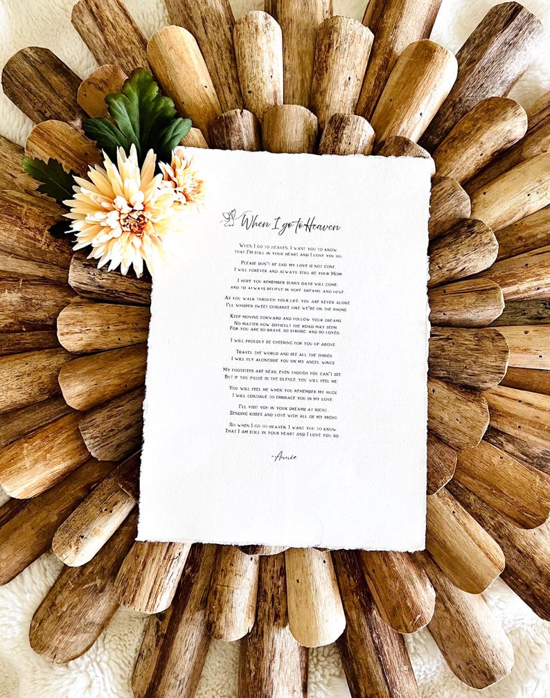 Loss of Mother Poem A Letter From Heaven Sympathy Gift Whispers From Heaven Cotton Paper Print ...