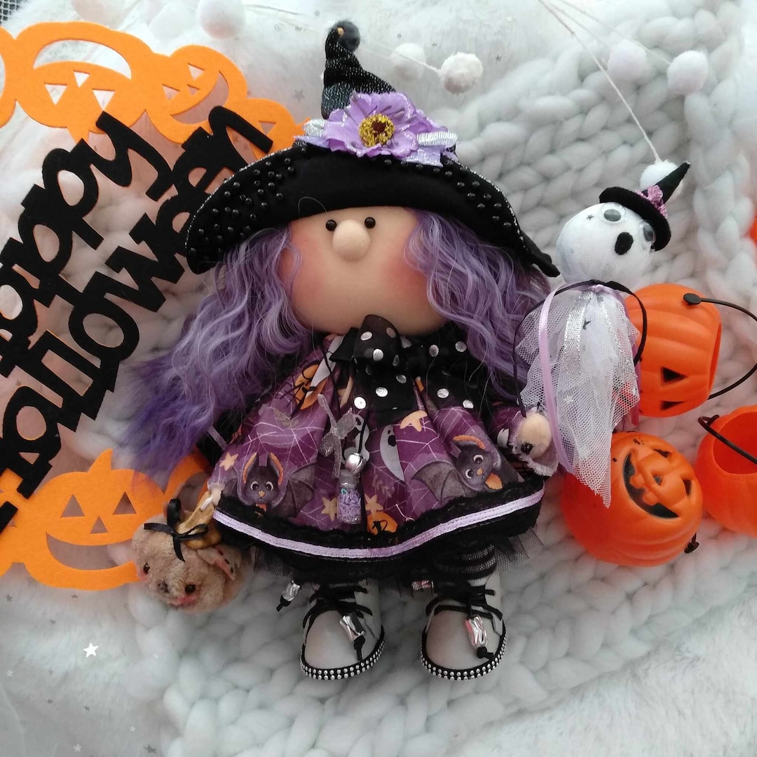 Whimsical Decorative Witch Doll: Handmade Halloween Decor - Etsy