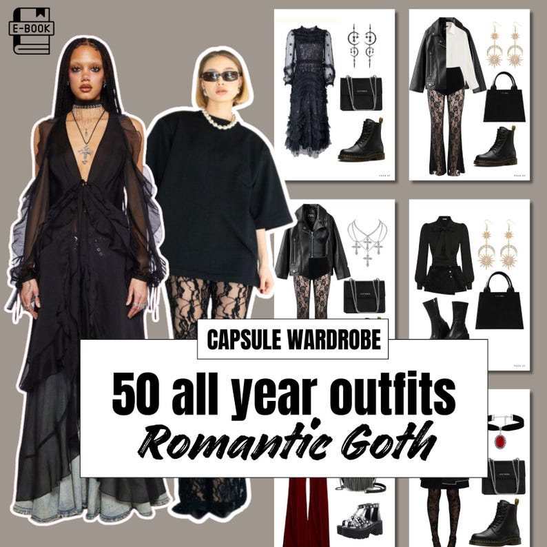 Romantic Goth Capsule Wardrobe Style Victorian Goth Dark Feminine Vampire Goth 50 Outfits Ebook ...