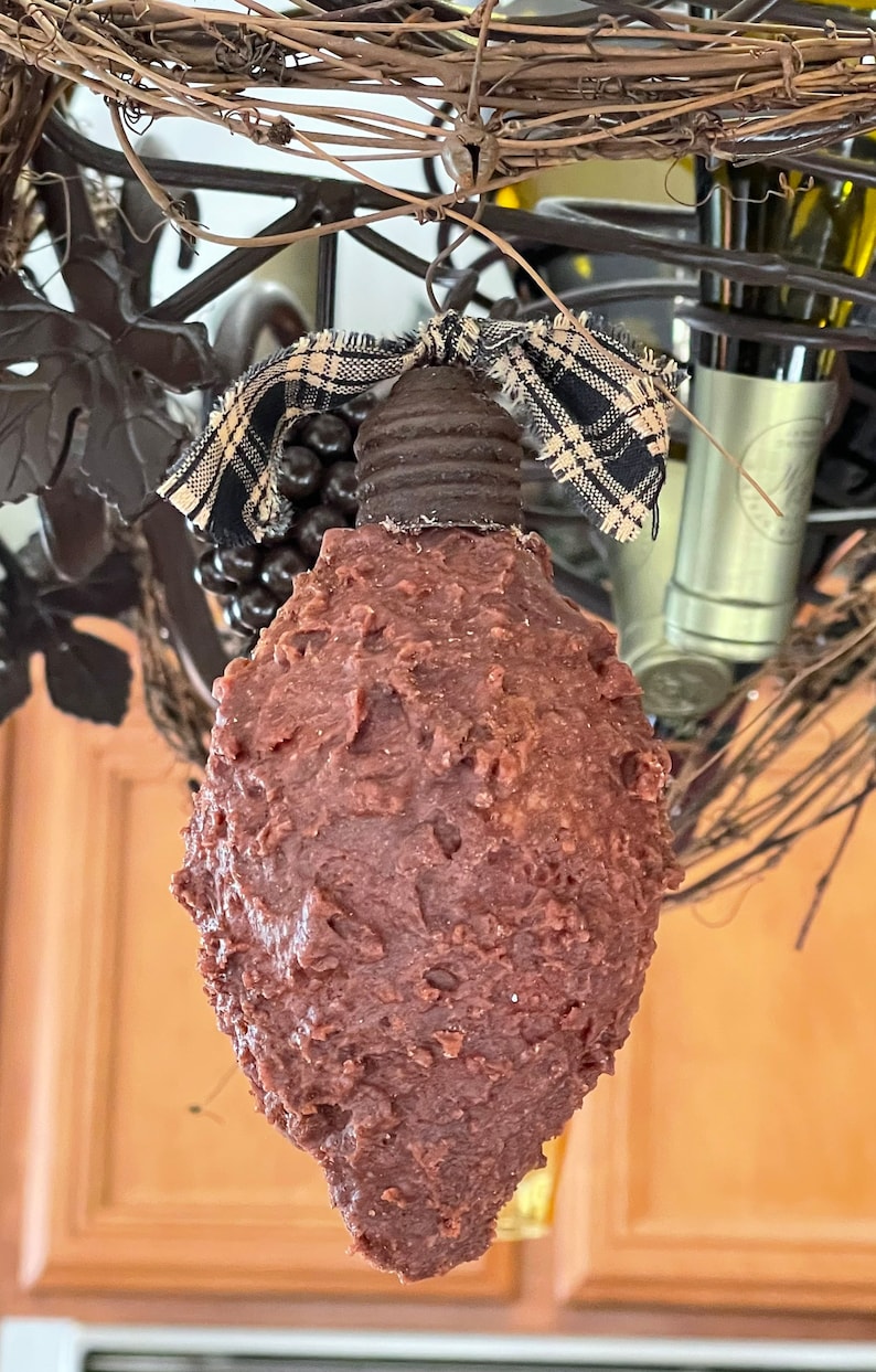 Primitive Lrg Grubby Cinnamon Candle Wax Dipped Bulb Ornament - Etsy