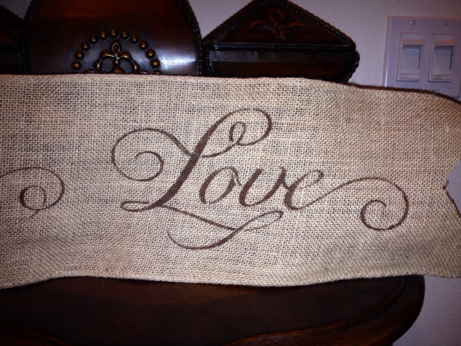 Primitive Wired Burlap Banner Faith Hope Love | Etsy