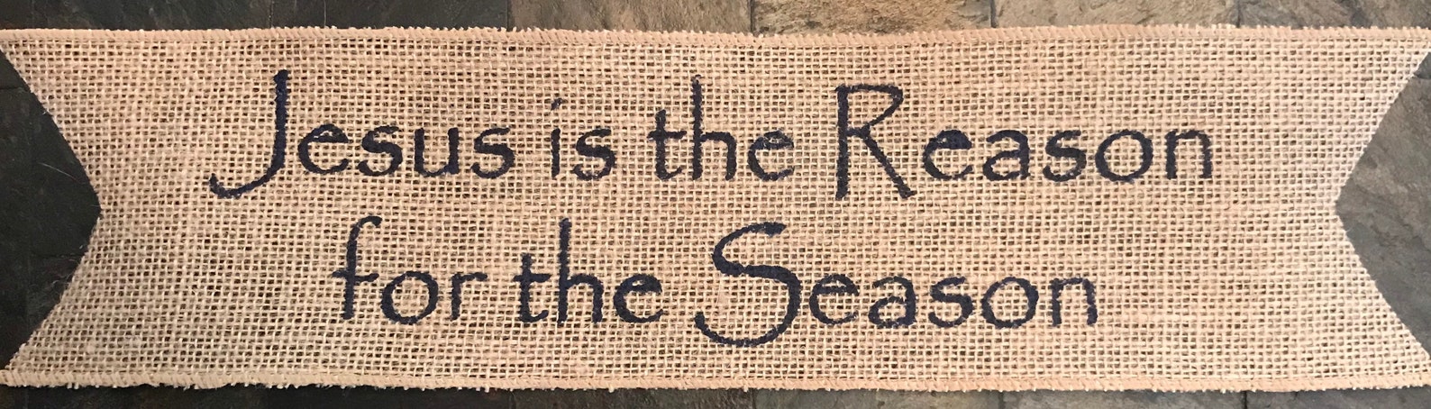 Primitive Christmas Wired Burlap Banner Jesus is the Reason - Etsy