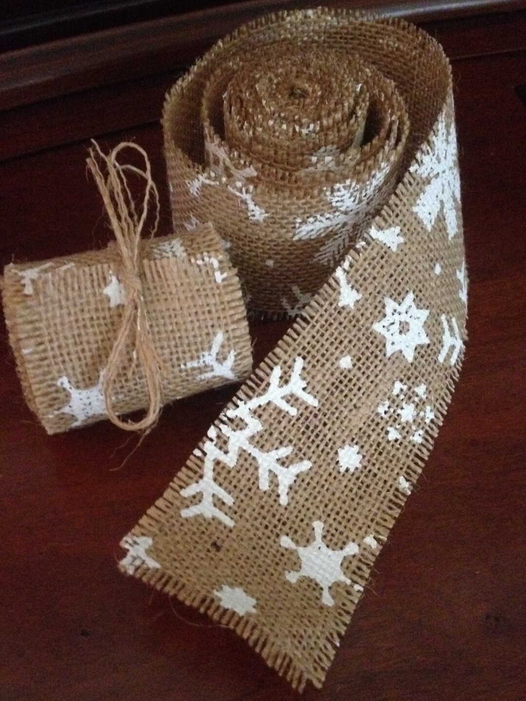 Primitive Christmas Jute Burlap White Snowflake Garland Ribbon 3" X 72 ...