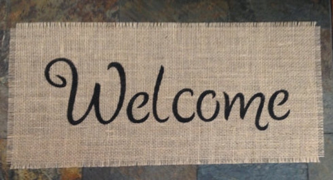 Primtive Natural Jute Burlap Welcome Sign Panel Banner Applique - Etsy