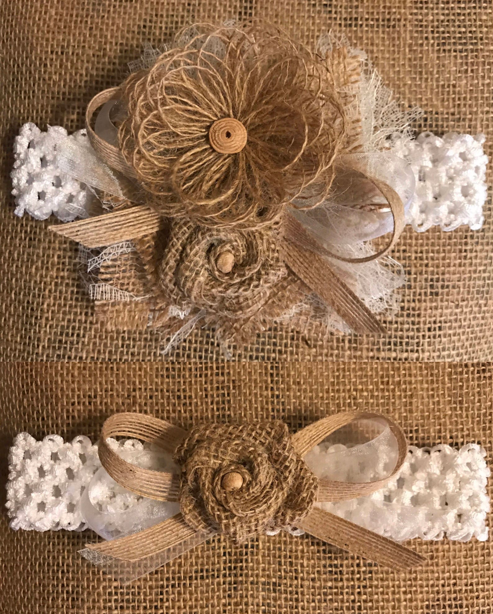 Rustic Country Wedding Bride Garter Set Loop Burlap Flowers - Etsy