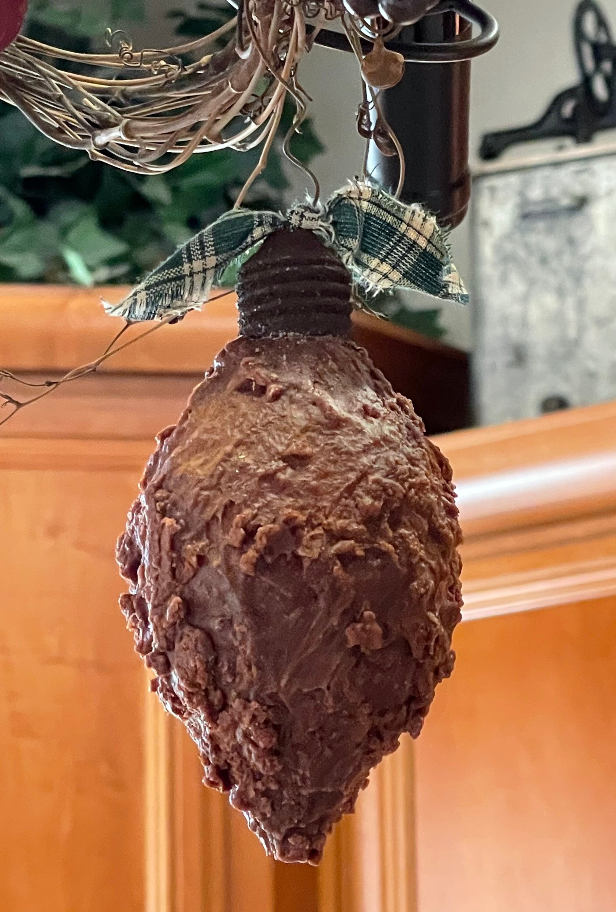 Primitive Lrg Grubby Cinnamon Candle Wax Dipped Bulb Ornament - Etsy