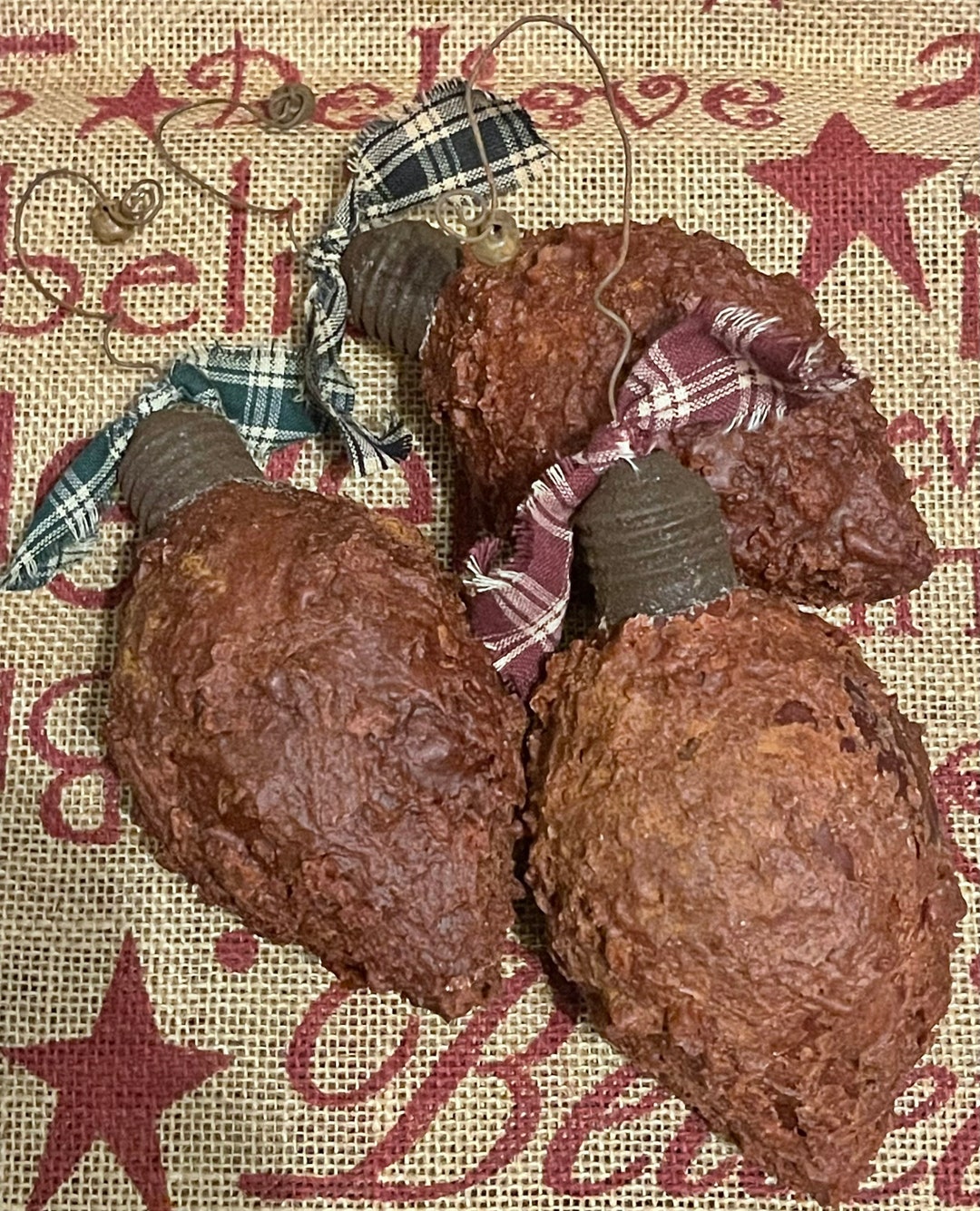 Primitive Lrg Grubby Cinnamon Candle Wax Dipped Bulb Ornament - Etsy