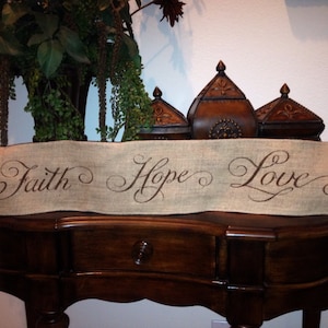 Primitive Wired Burlap Banner Faith Hope Love - Etsy