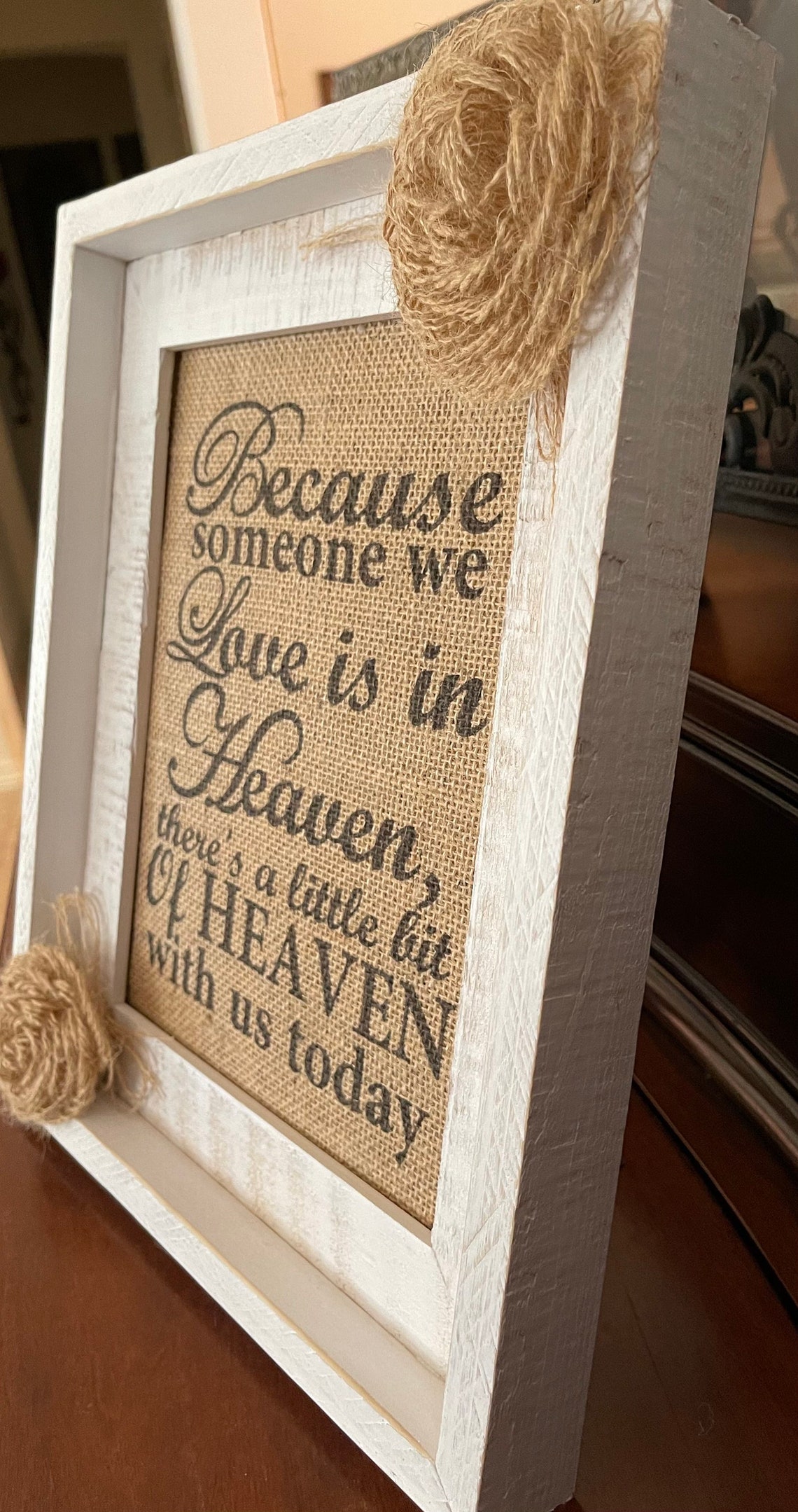 Primitive Barn Wood Framed Burlap Panel Loop Flowers Someone - Etsy