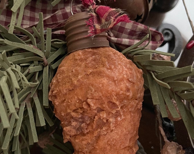 Primitive Small Grubby Cinnamon Candle Wax Dipped Bulb Ornament - Etsy