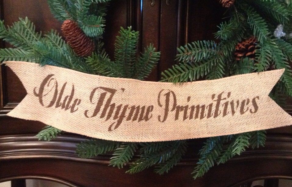 Primitive 4" Wired Burlap Ribbon Banner Olde Thyme Primitives - Etsy