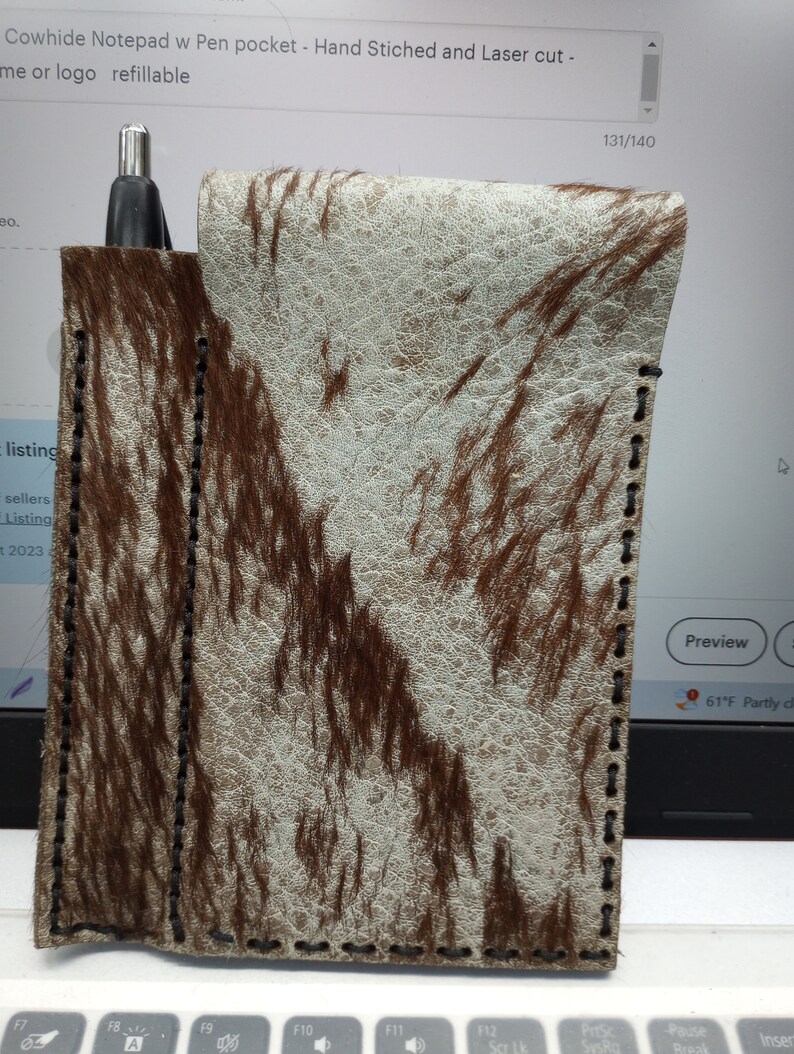 Texas Longhorn Black and White Hair-on Genuine Cowhide Leather Notepad ...