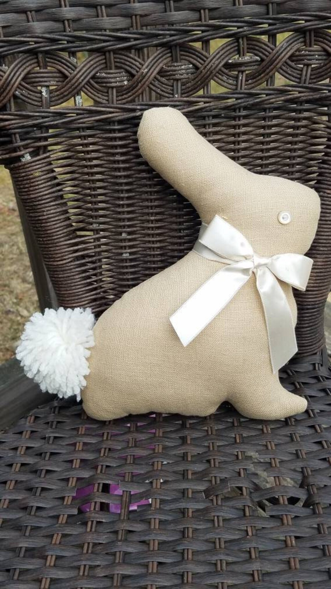 Bunny Pillow, Upcycled Beige Linen Rabbit, Easter Bunny Basket/bowl ...