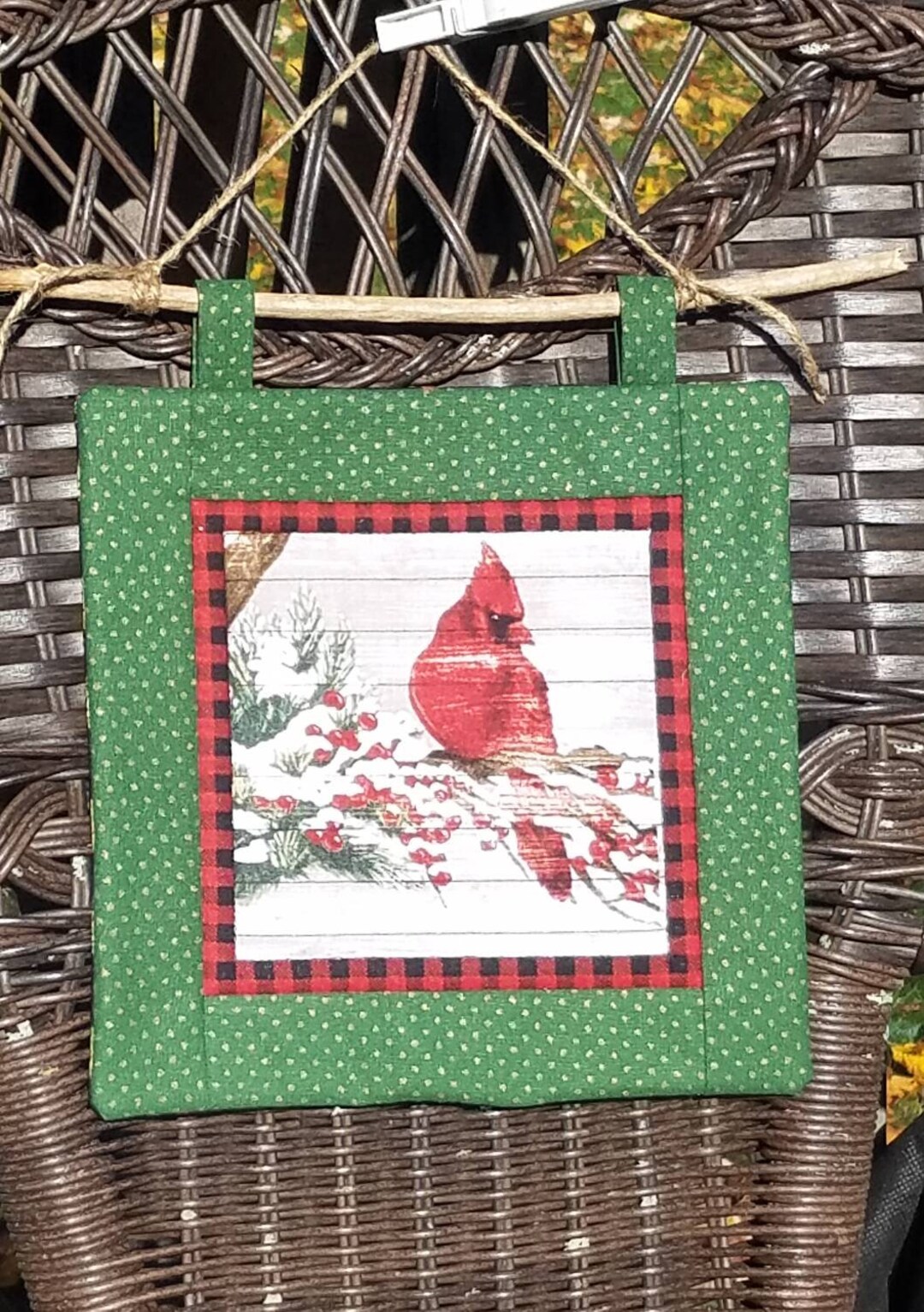 Cardinal Wall Hanging, Quilted Cardinal Fabric Wall Hanging, Rustic ...