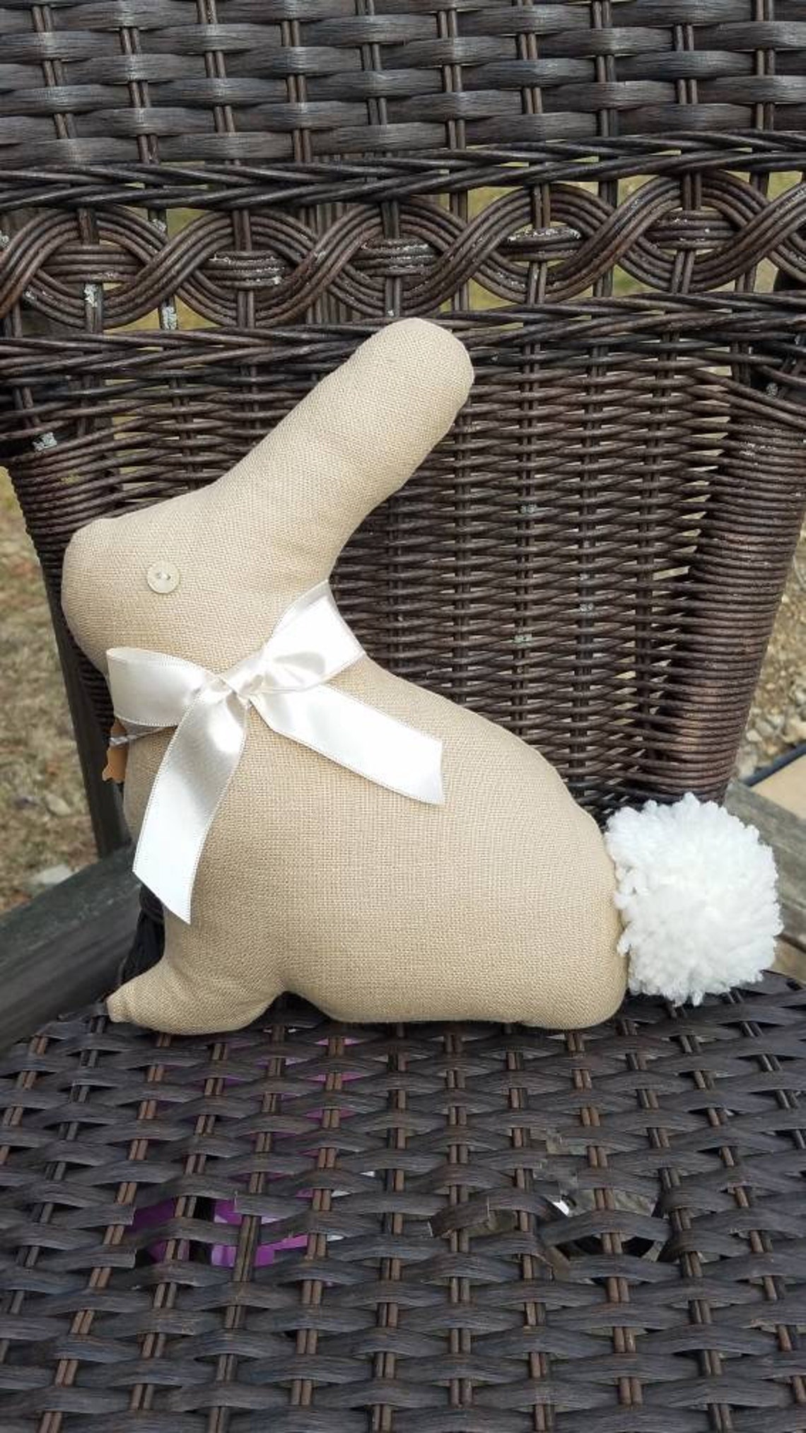 Bunny Pillow, Upcycled Beige Linen Rabbit, Easter Bunny Basket/bowl ...